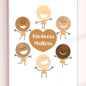 Kindness Matters Poster, Sign & Wall Art for Kids - Kindness Wall Art ...