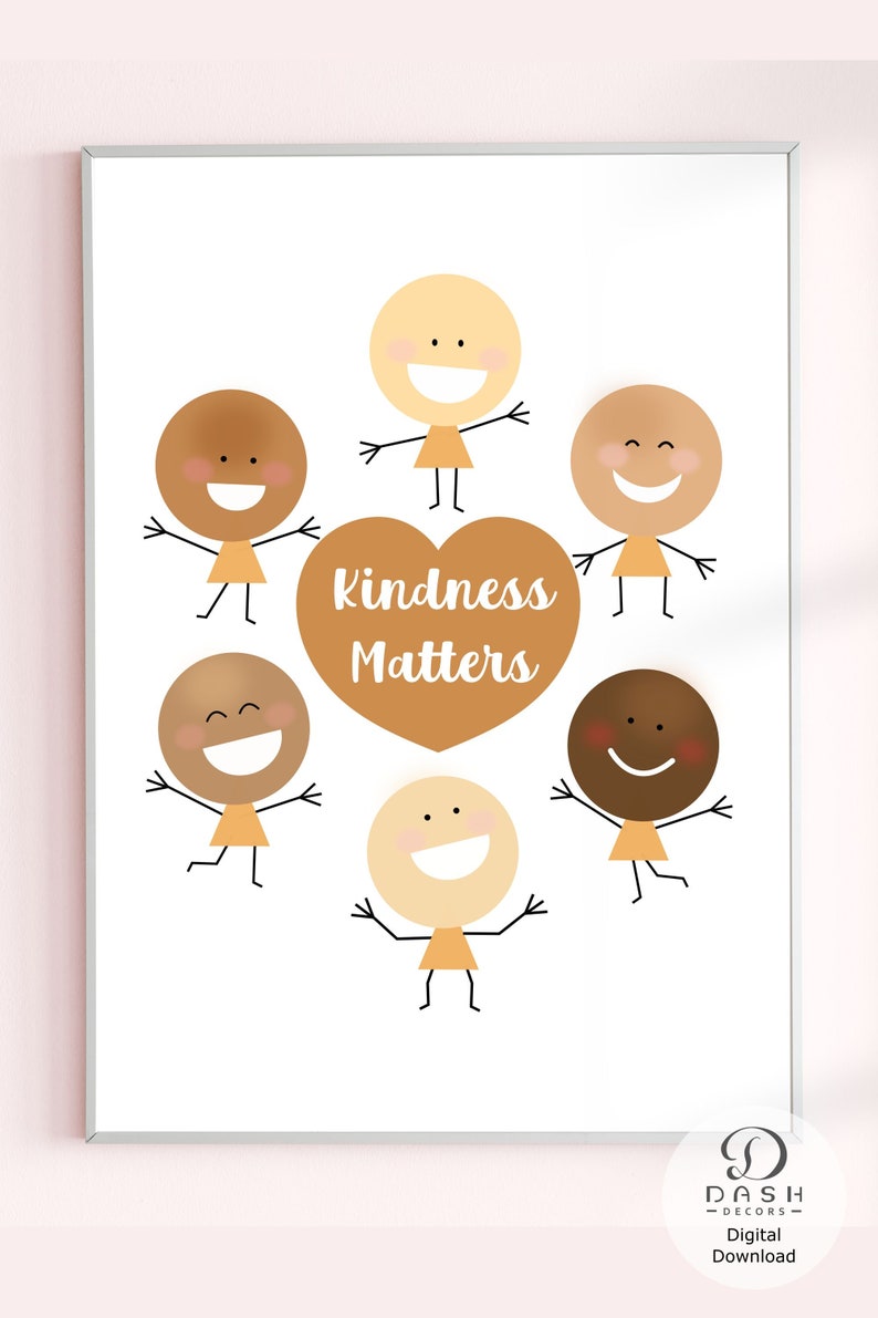 Kindness Matters Poster Sign & Wall Art for Kids Kindness - Etsy