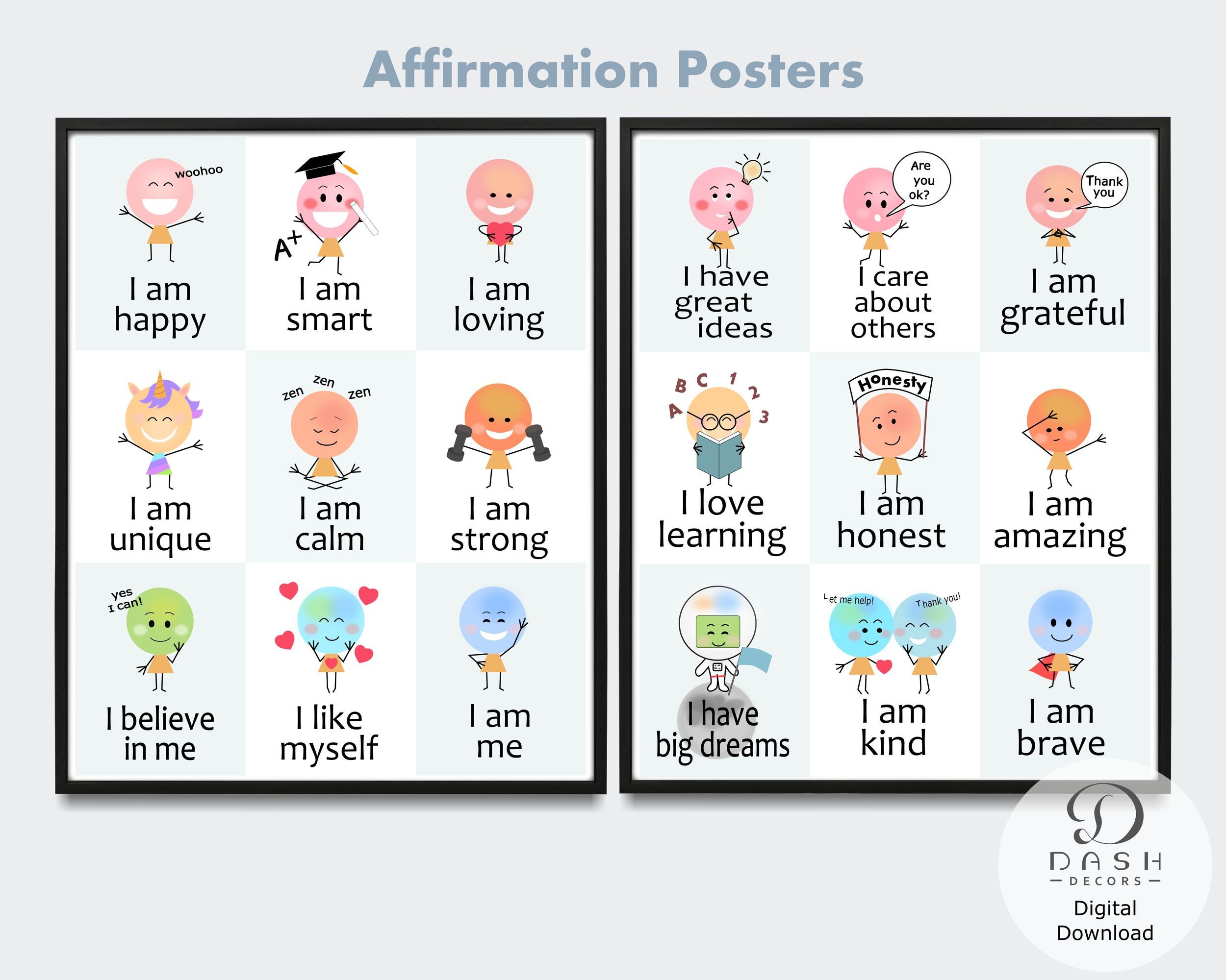 Affirmation Wall Art Set of 2 Words of Affirmation Daily - Etsy