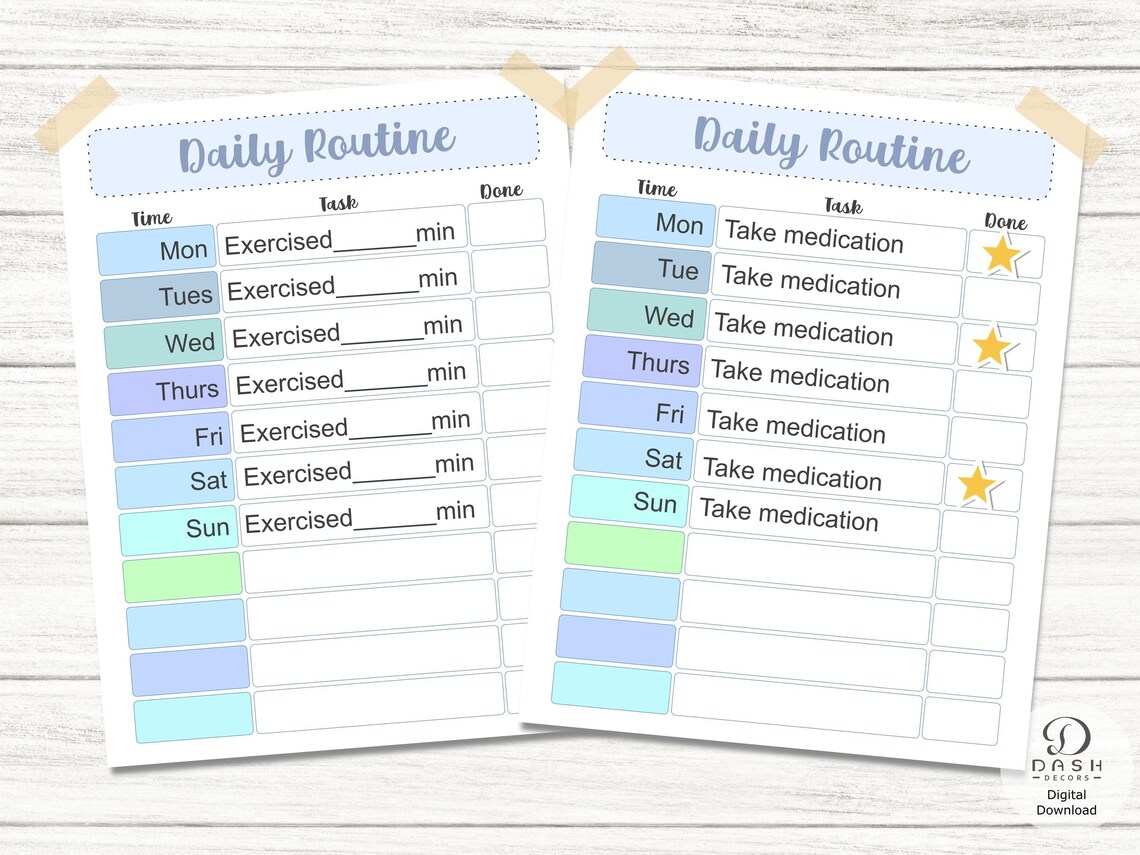 Editable Daily Routine Printable Chart for Kids Chore, Rhythm, Potty ...