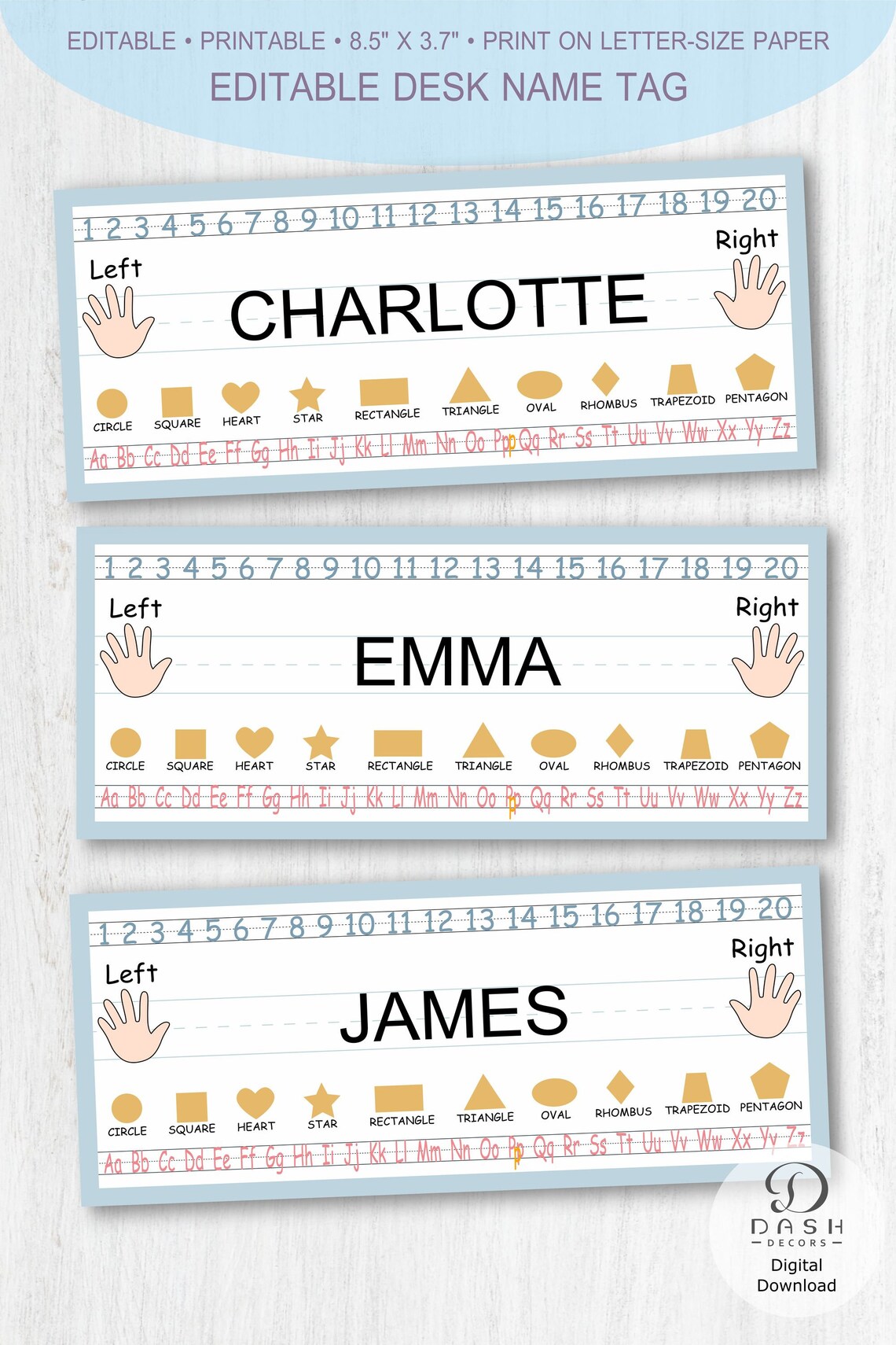 Editable Desk Name Tags for Classroom Student Name Tags for - Etsy Canada