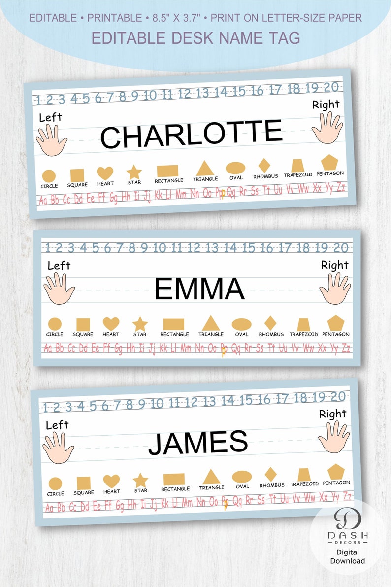 Editable Desk Name Tags for Classroom, Student Name Tags for School ...