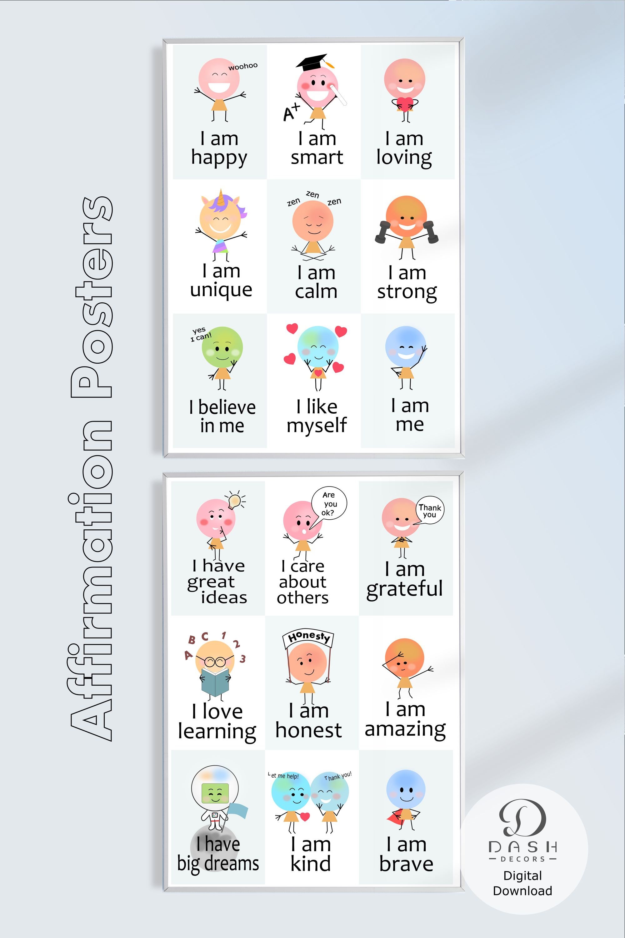 Affirmation Wall Art Set of 2 Words of Affirmation Daily - Etsy