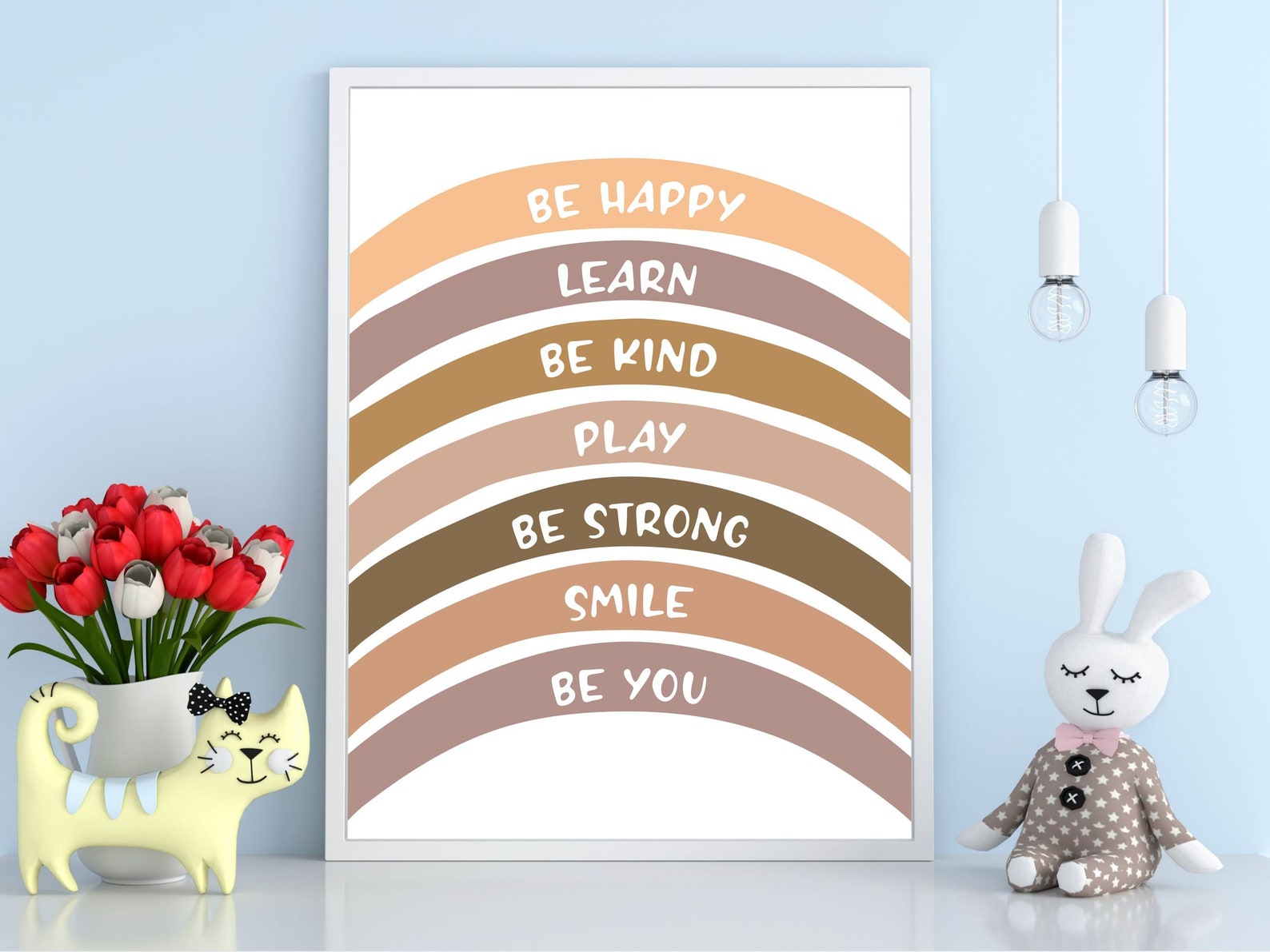 Boho Rainbow Daily Affirmation Wall Art for Kid's Room, Playroom ...
