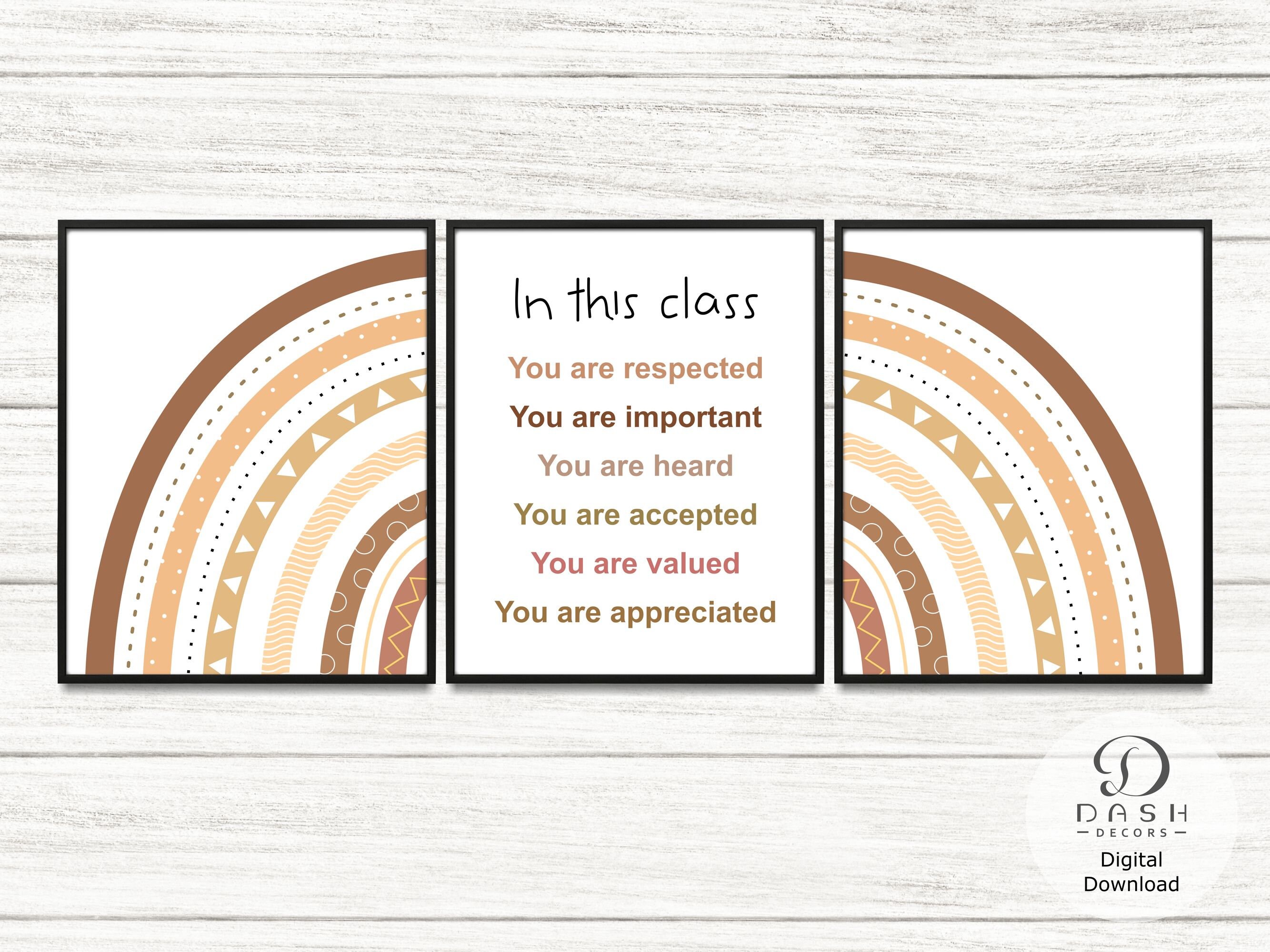 Boho Rainbow Classroom Affirmation Posters for Kids Set of 3 Printable ...