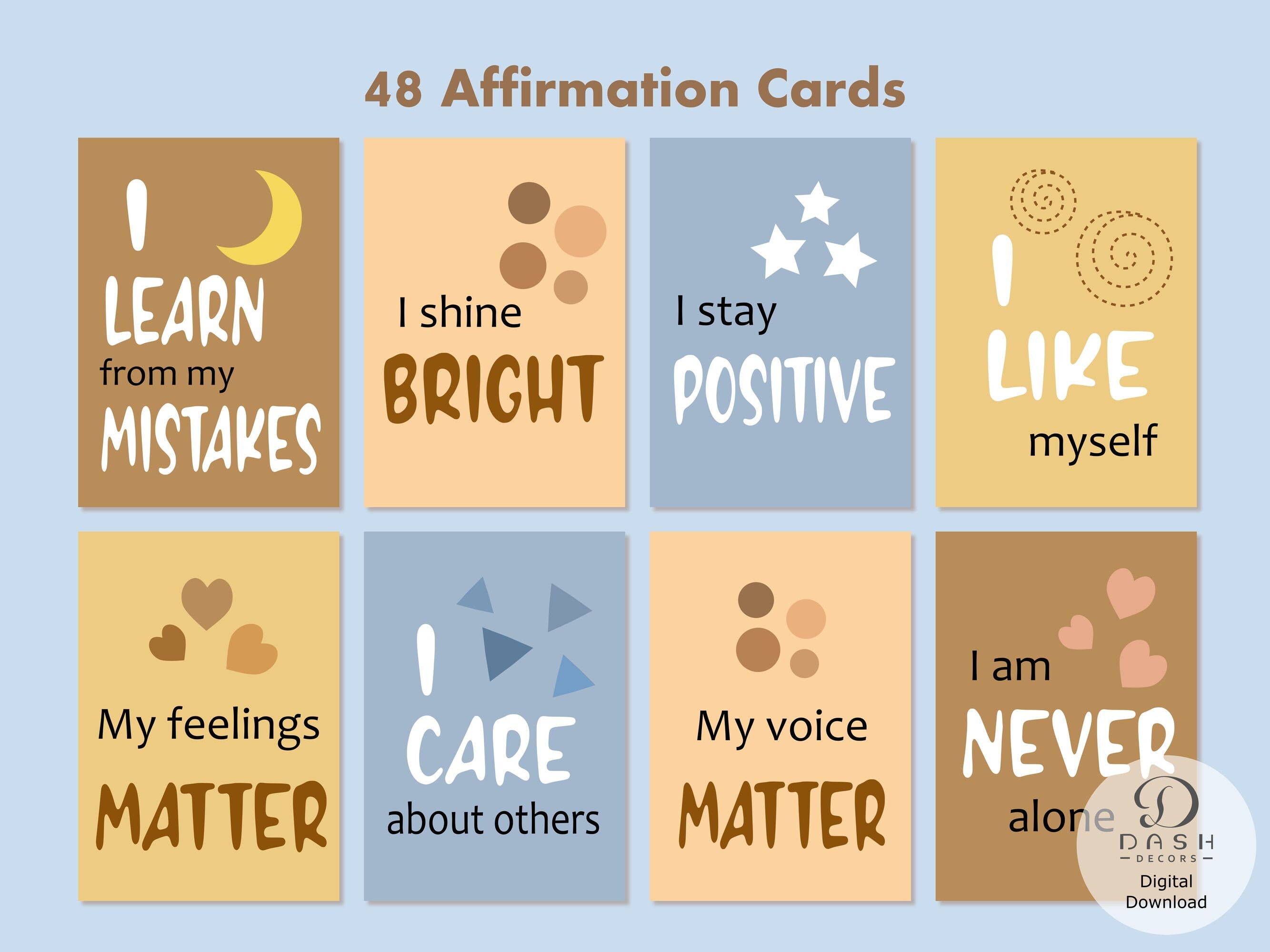 Printable Boho Affirmation Card Deck for Kids & Toddlers - Set of 48 ...