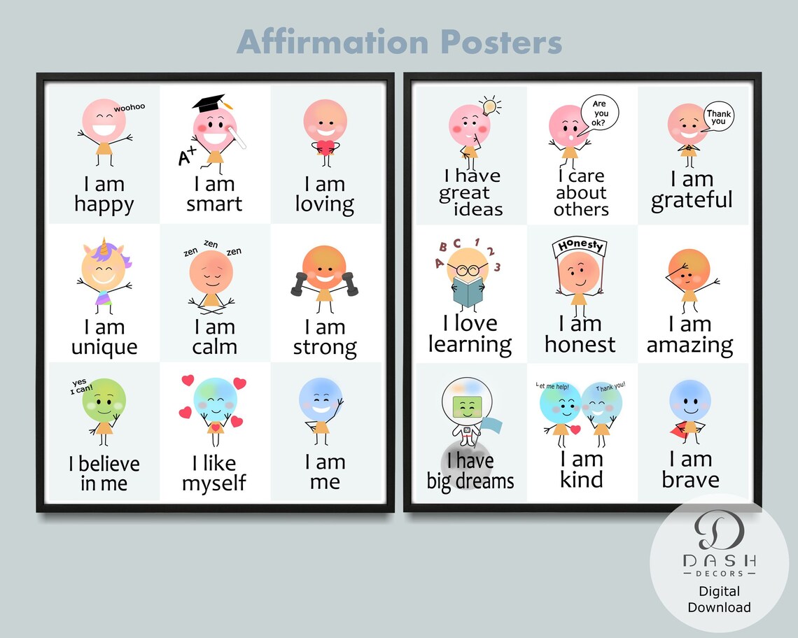 Affirmation Wall Art Set of 2 Words of Affirmation Daily - Etsy