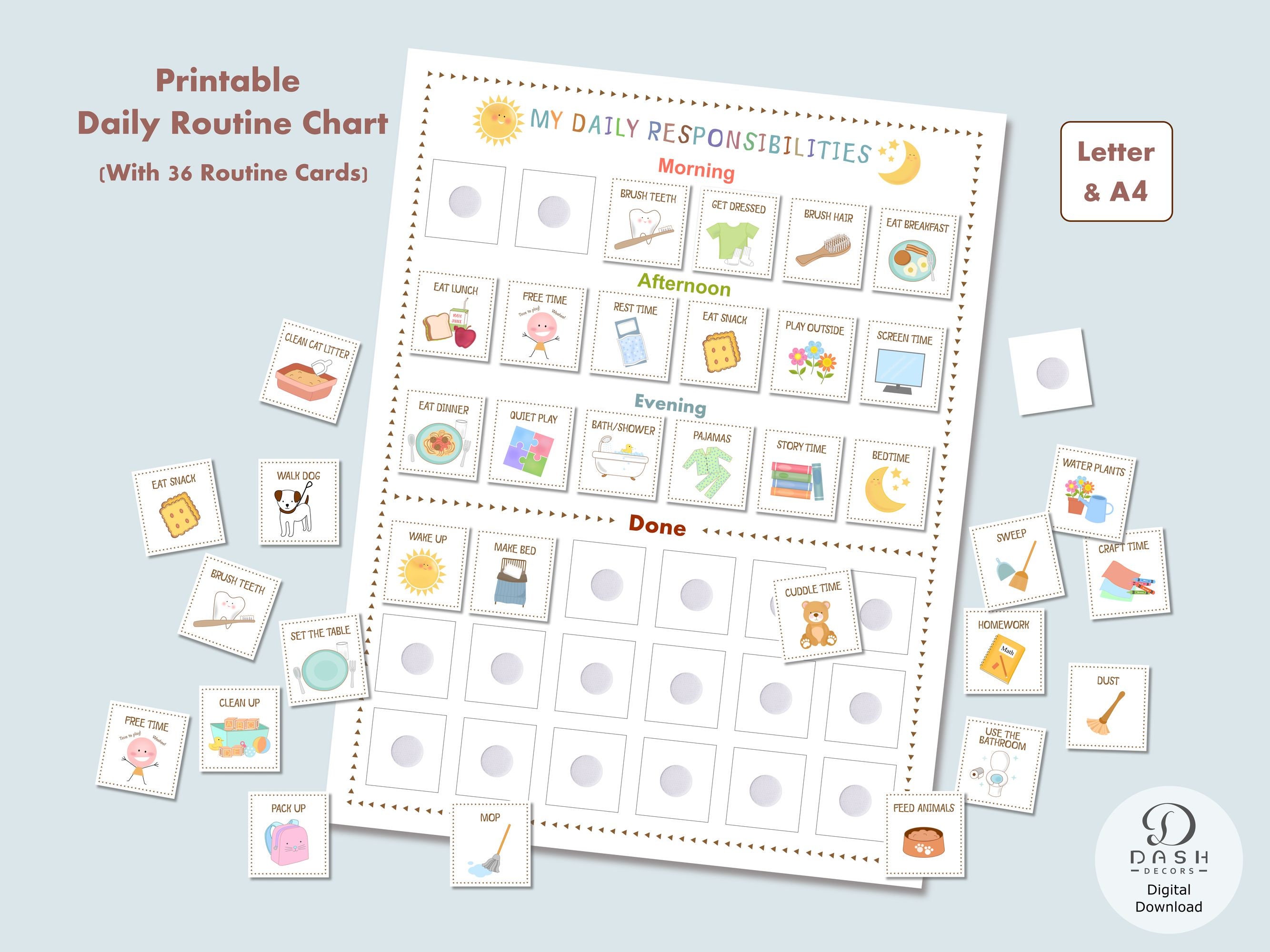 Visual Daily Responsibility Chart With Routine Cards for Kids ...