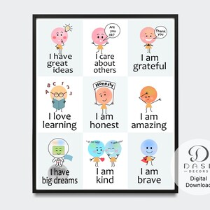 Words of Affirmation Wall Art for Kids - Daily School Affirmation ...