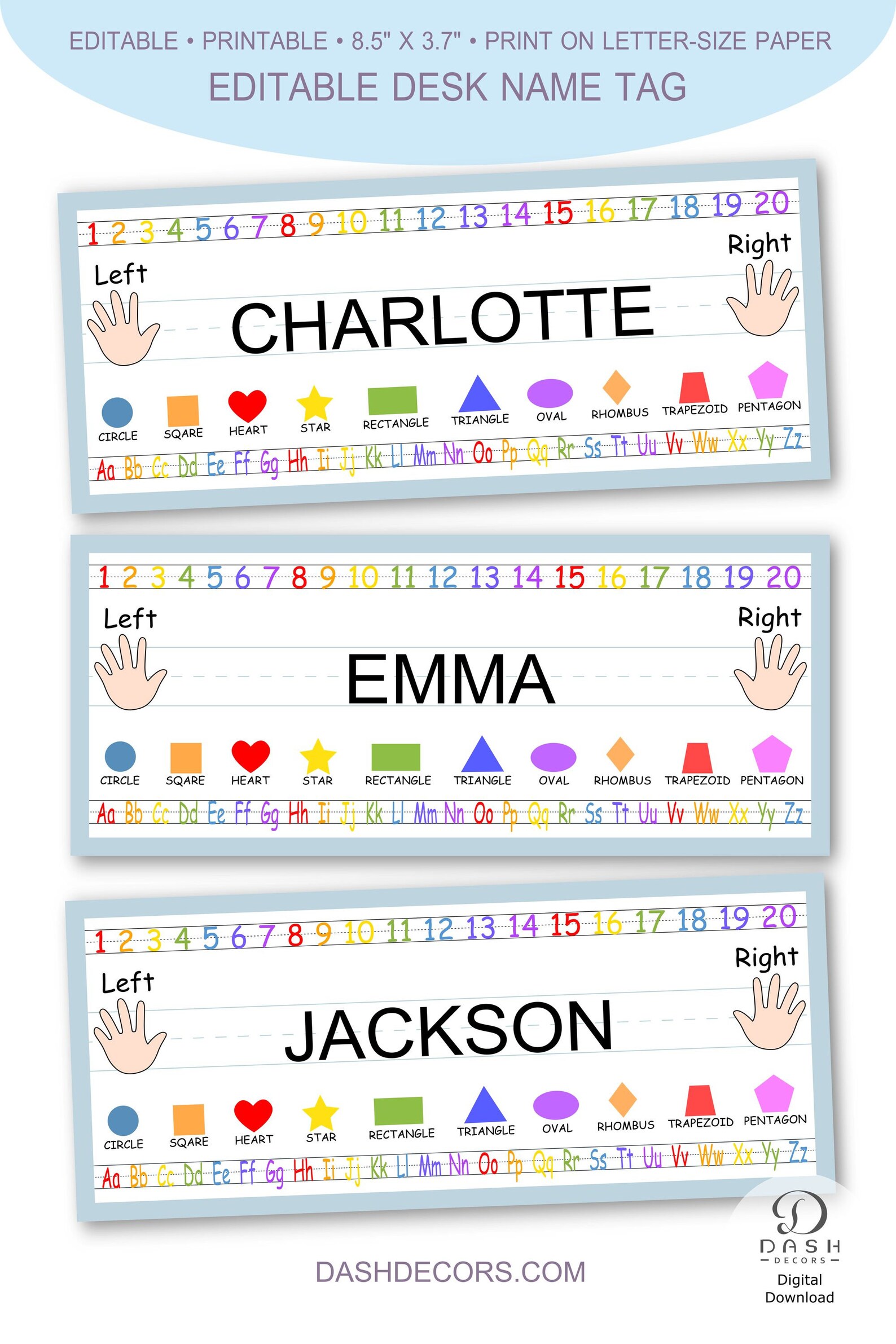 Classroom Name Tags & Name Plates for Students, Class Desk Name Tags ...