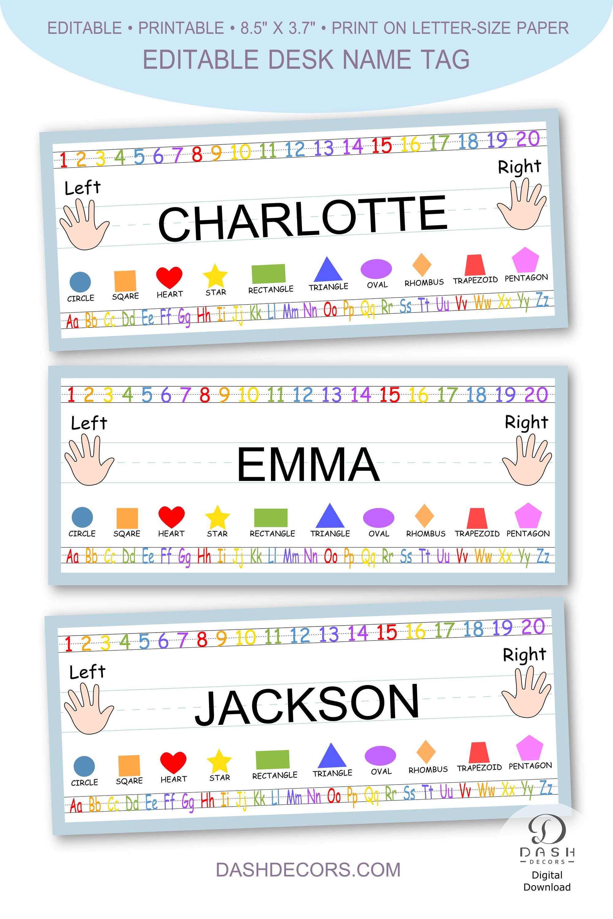 Student Name Tags For Desk Pastel Classroom Desk Name Tags | Editable ...