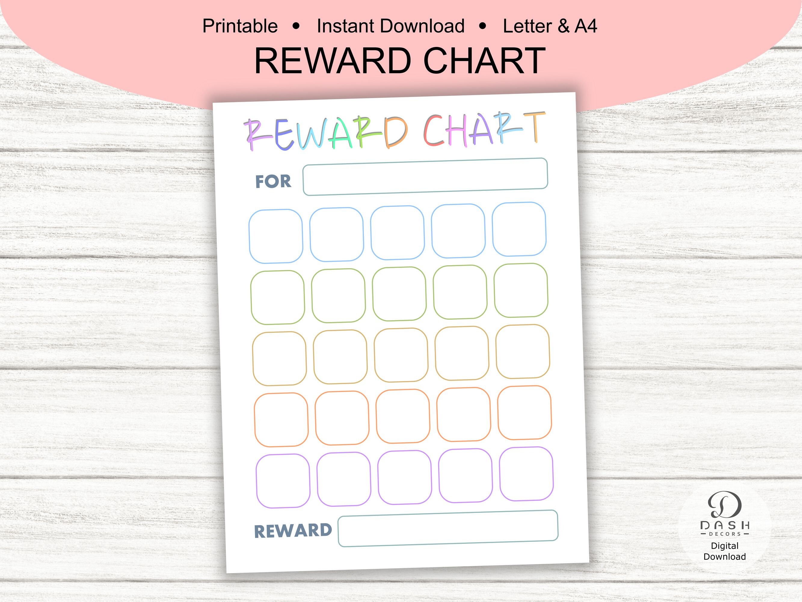 Rainbow Reward Chart for Kids Printable Reward Chart for Potty Training ...