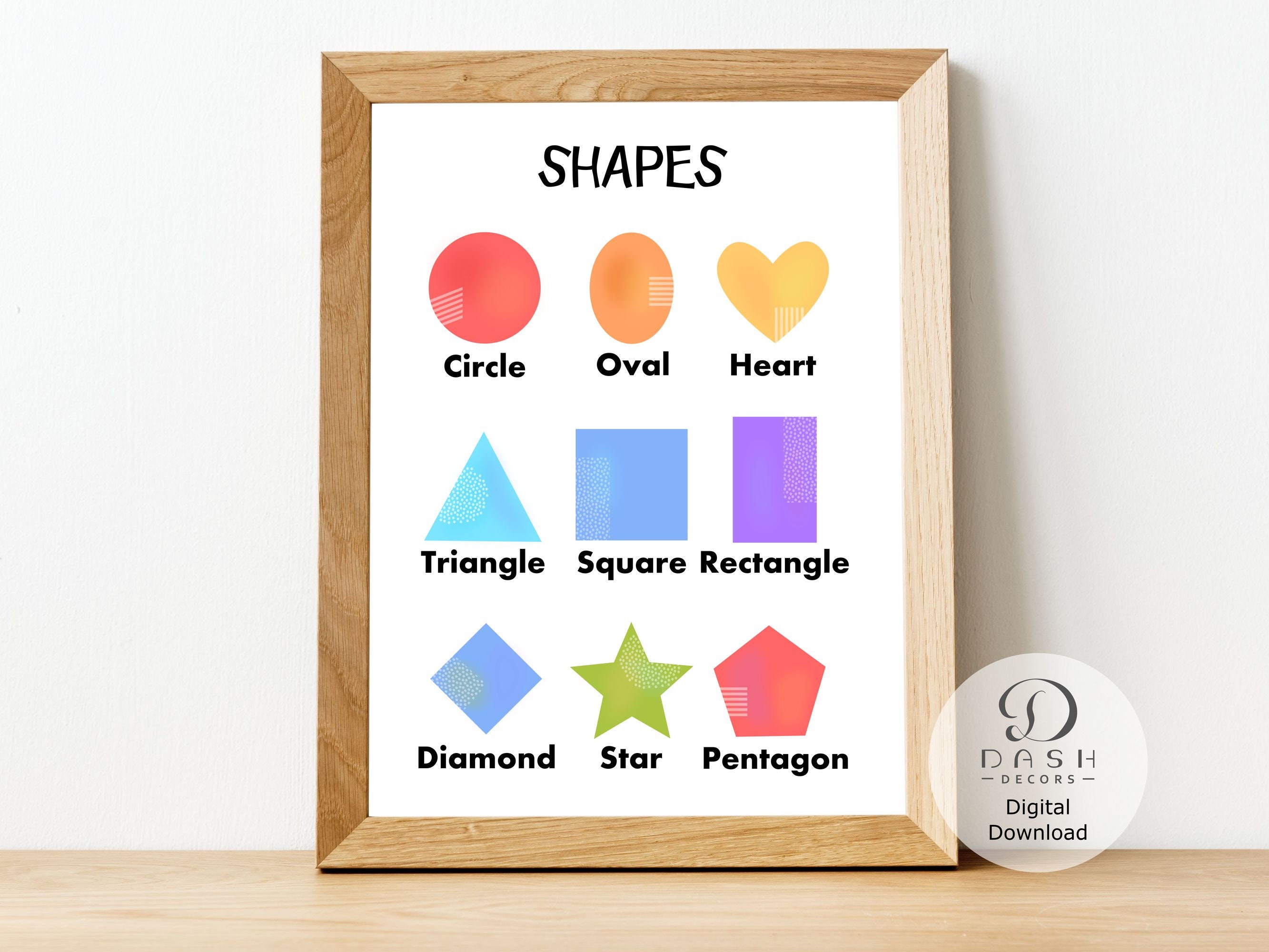 Geometric Shapes Printable Poster & Chart Rainbow Color Montessori ...