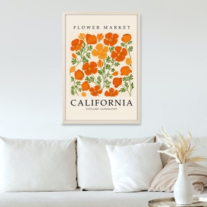 California Poppy Flower Market Art Print, California Poppy Wall Art ...