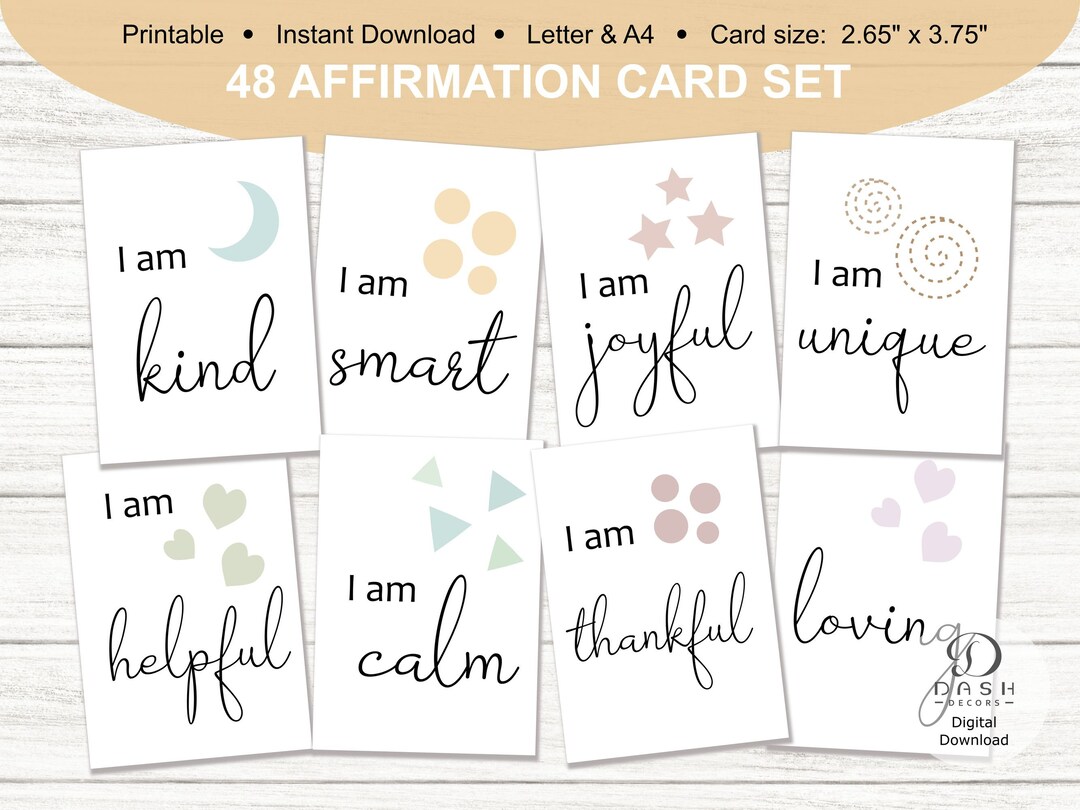 Printable Toddler Affirmation Cards Set for Kids & Toddlers - Set of 48 ...