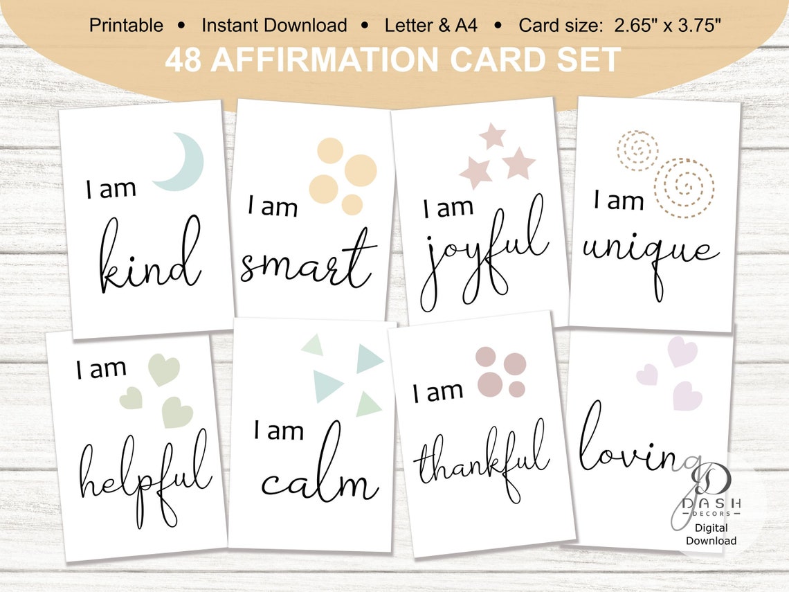 Printable Toddler Affirmation Cards Set for Kids & Toddlers Set of 48 ...