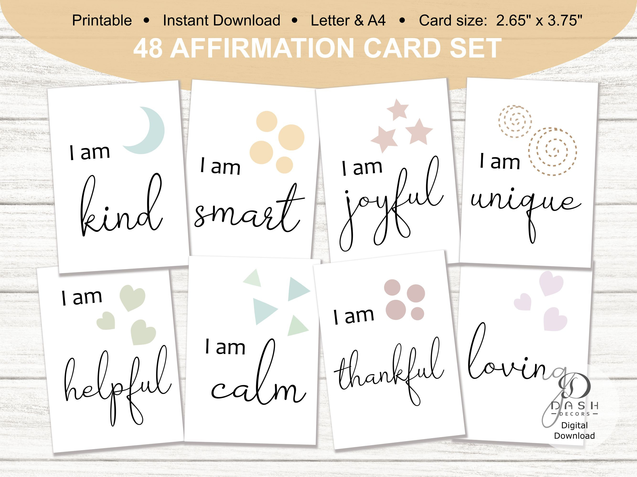 Printable Toddler Affirmation Cards Set for Kids & Toddlers Set of 48 ...