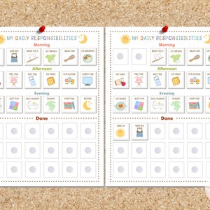 Visual Daily Responsibility Chart With Routine Cards for Kids ...