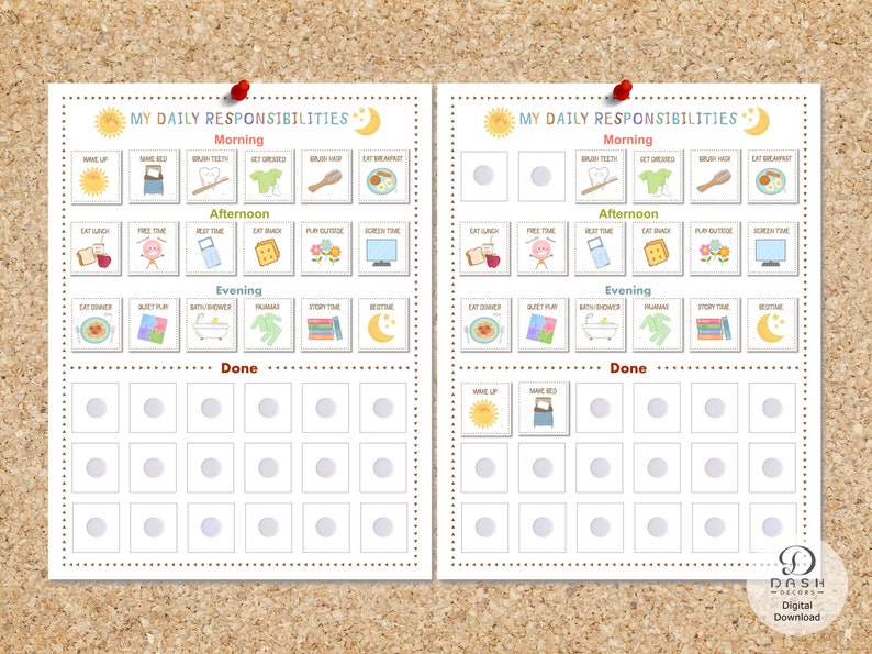 Visual Daily Responsibility Chart With Routine Cards for Kids | Etsy