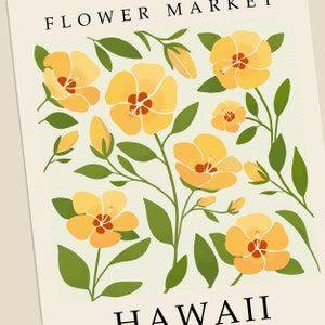 Hawaii Yellow Hibiscus Flower Market Art Print, Hawaii State Flower ...