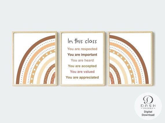 Boho Rainbow Classroom Affirmation Posters for Kids Set of 3 | Etsy