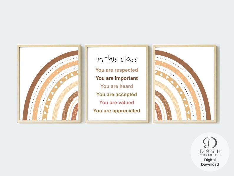 Boho Rainbow Classroom Affirmation Posters for Kids Set of 3 Printable ...