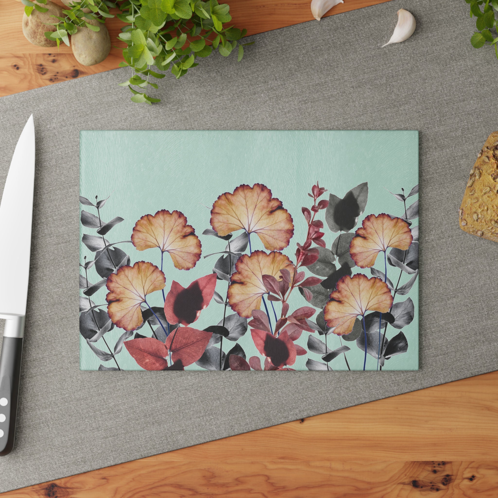 Floral Glass Cutting Board, Wildflowers Glass Cutting Board, Large ...