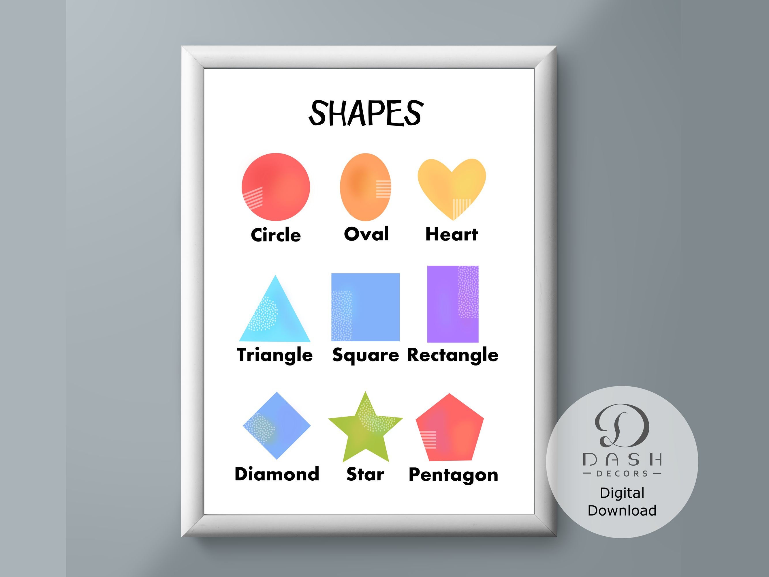 Geometric Shapes Printable Poster & Chart Rainbow Color Montessori ...