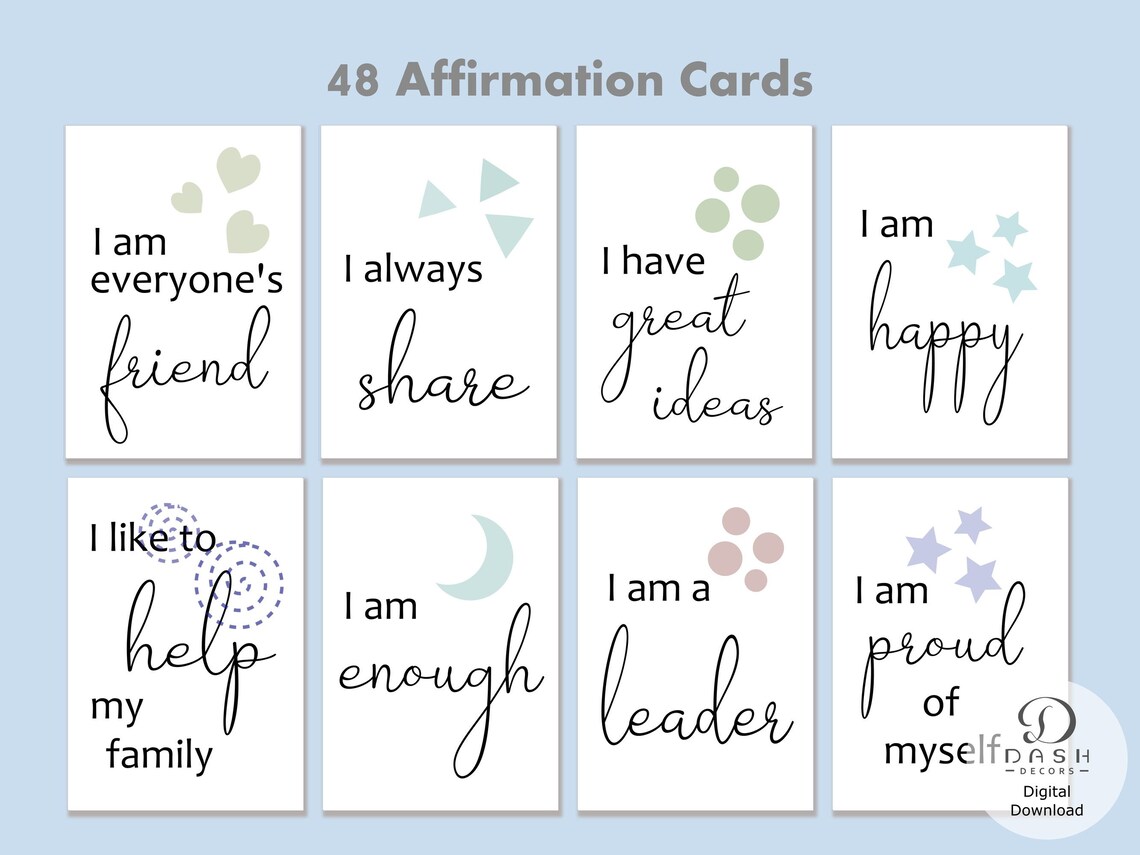 Printable Toddler Affirmation Cards Set for Kids & Toddlers Set of 48 ...