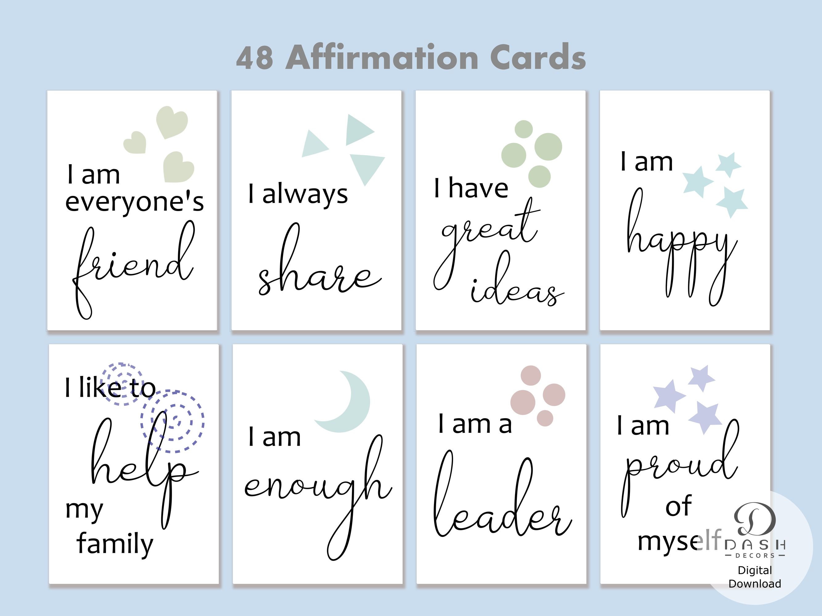 Printable Toddler Affirmation Cards Set for Kids & Toddlers Set of 48 ...