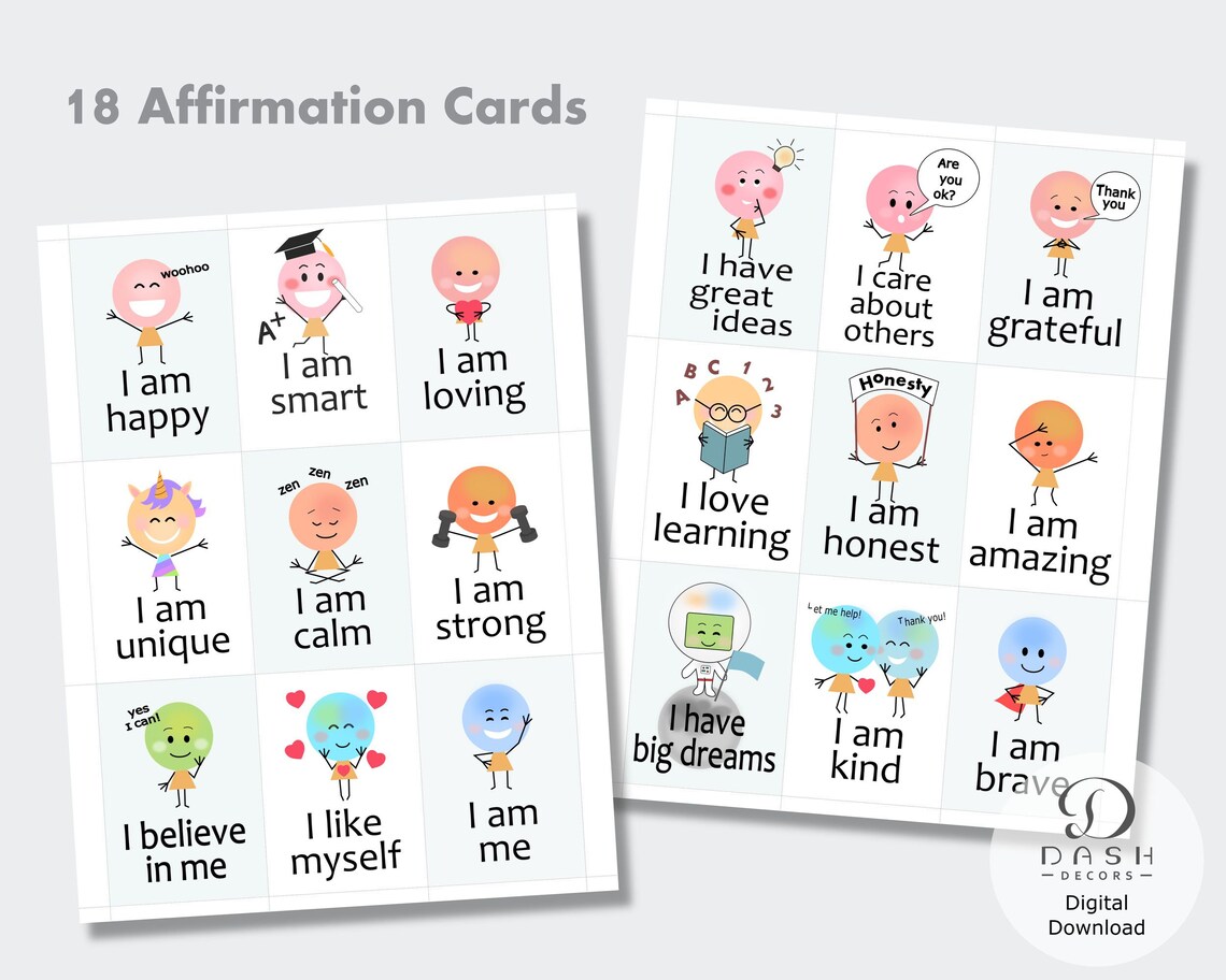 Printable Daily Affirmation Cards for Kids Digital - Etsy