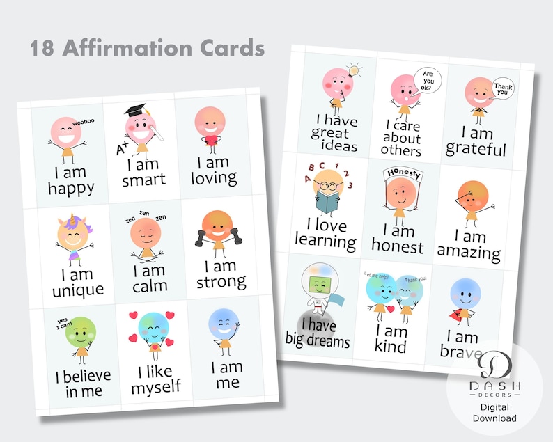 Printable Daily Affirmation Cards for Kids Digital - Etsy