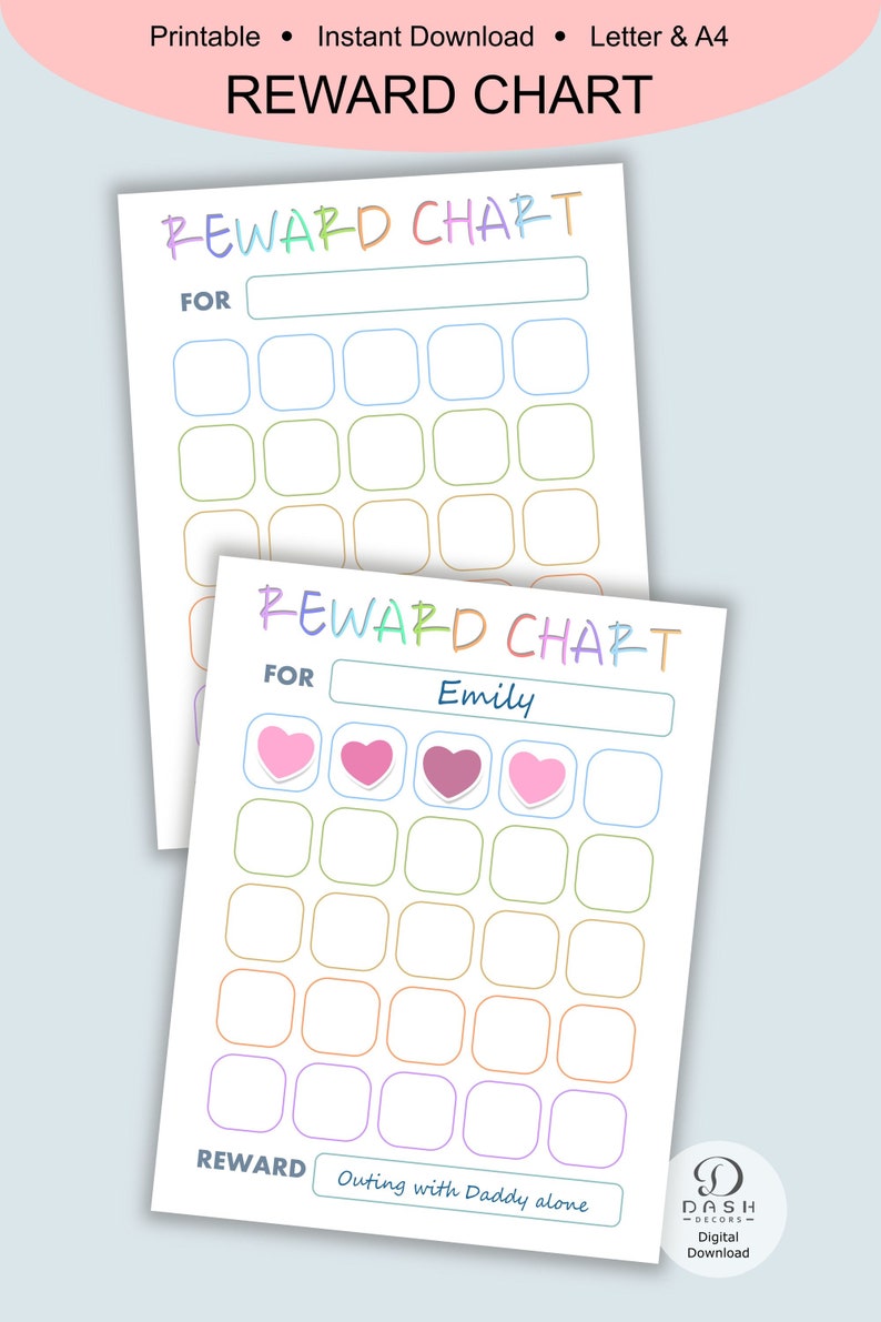 Rainbow Reward Chart for Kids Printable Reward Chart for Potty Training ...