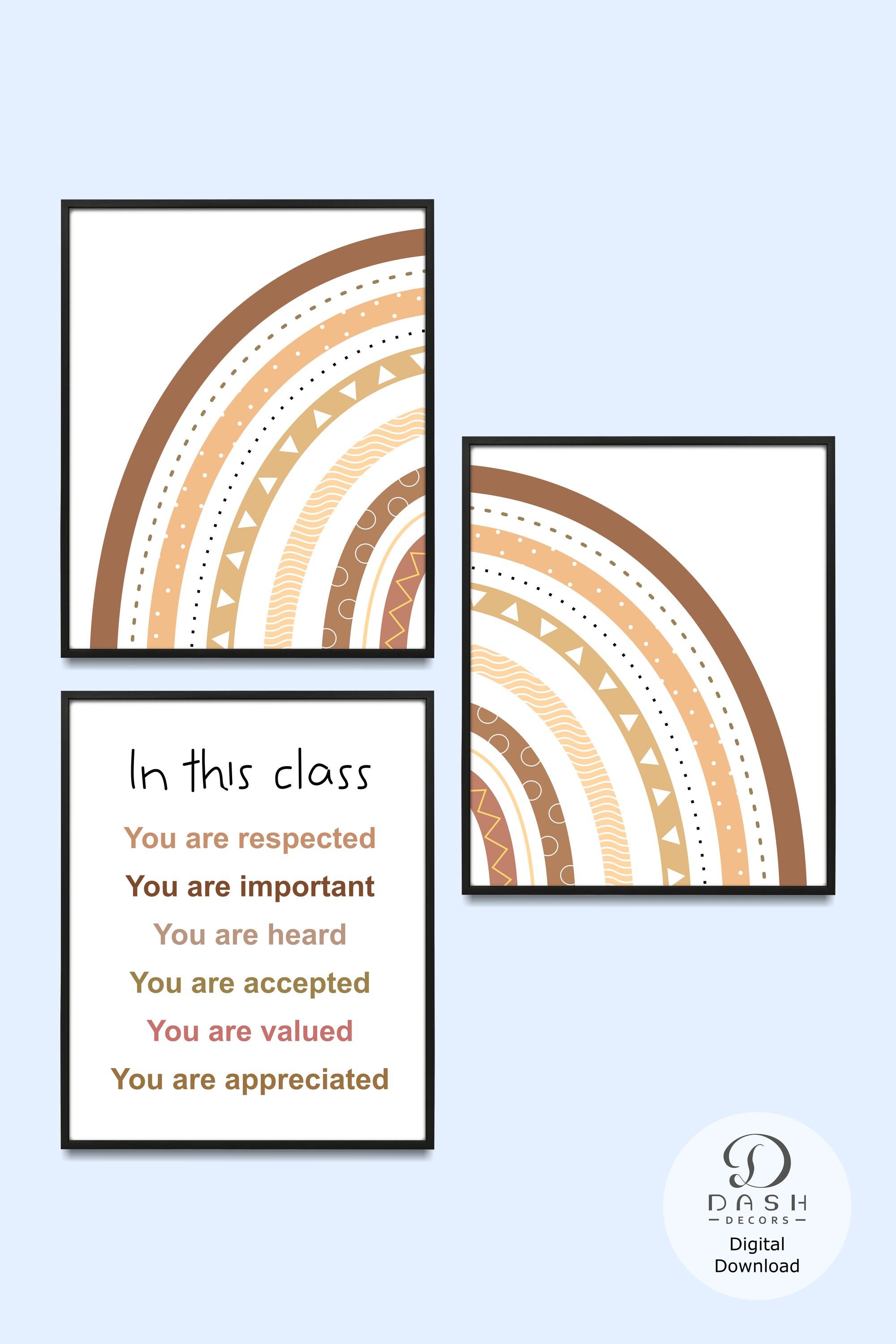 Boho Rainbow Classroom Affirmation Posters for Kids Set of 3 - Etsy España