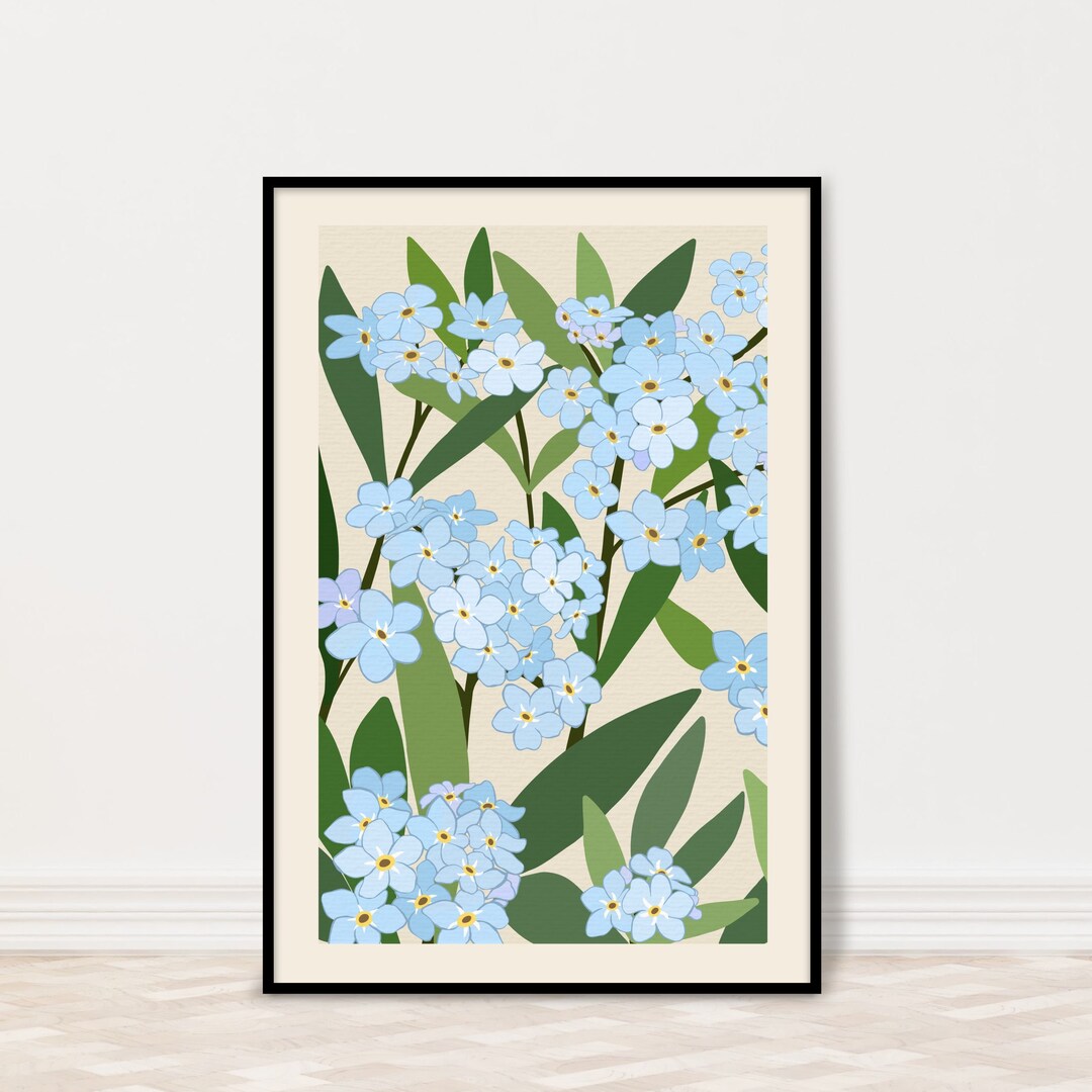 Alaska Forget-me-not Art Print | Blue Floral Wall Art | State Flower ...