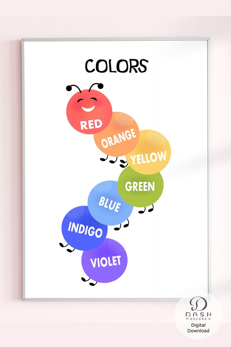 Learning Printable Color Chart & Poster for Pre K Learning Montessori ...