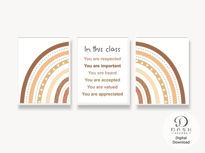 Boho Rainbow Classroom Affirmation Posters for Kids Set of 3 | Etsy