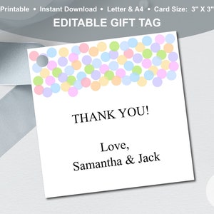 Editable Gift Tags Printable Pastel Confetti Custom Printable Gift Tags ...