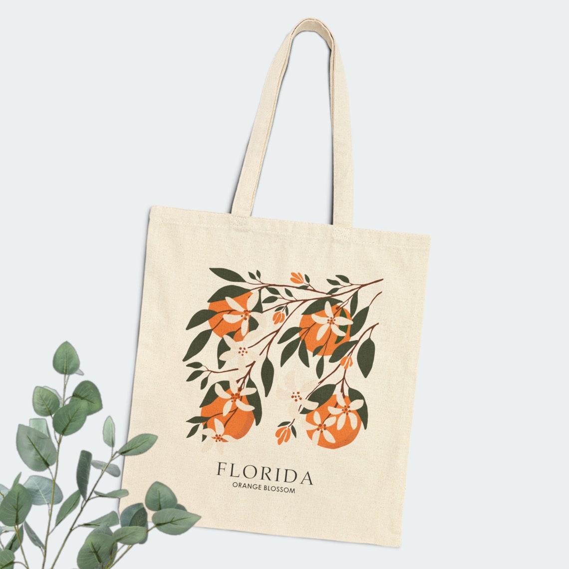 Florida Orange Blossom Cotton Canvas Tote Bag 15 X 16 Florida State ...