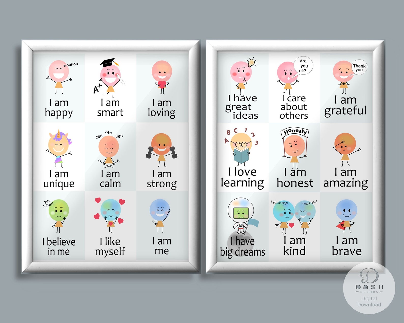Affirmation Wall Art Set of 2 Words of Affirmation Daily - Etsy