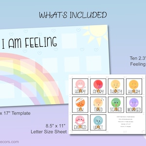 Visual I Am Feeling Chart and Cards Set for Kids, Toddlers - Printable ...