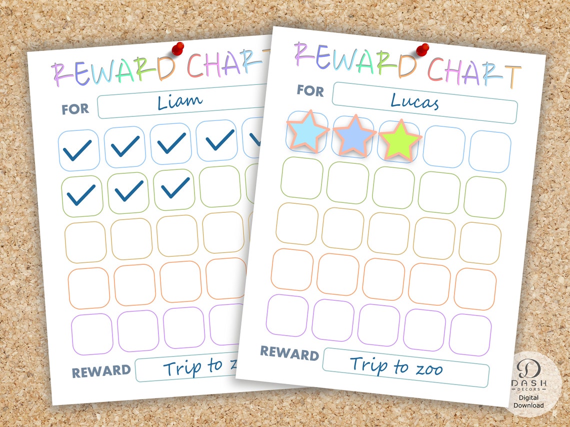 Rainbow Reward Chart for Kids - Printable Reward Chart for Potty ...