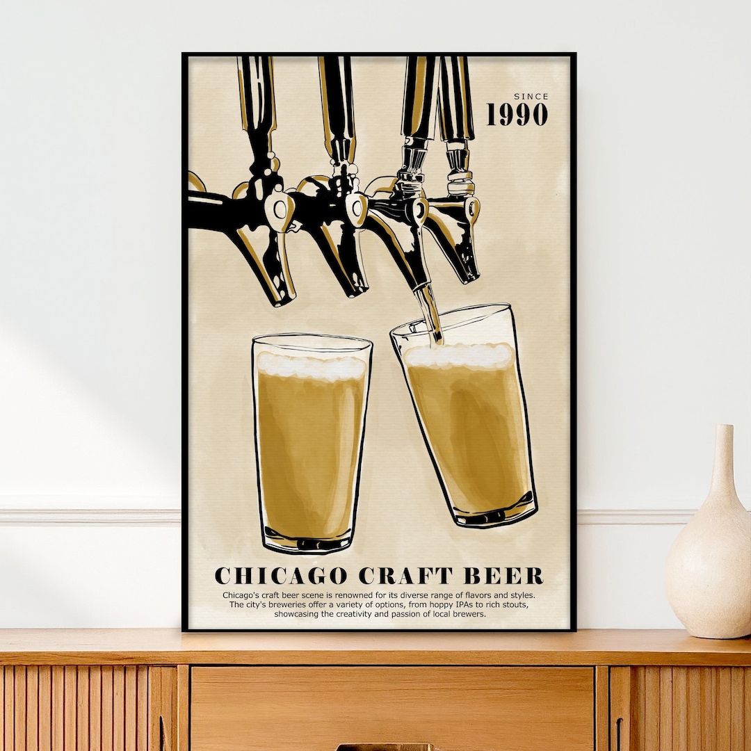Chicago Craft Beer Art Print | Chicago Wall Art for Beer and Chicago ...