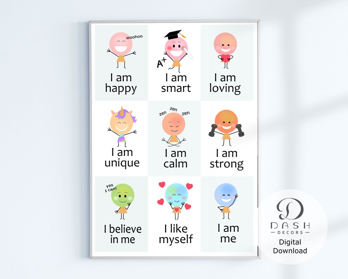 Affirmation Wall Art Set of 2 Words of Affirmation Daily - Etsy