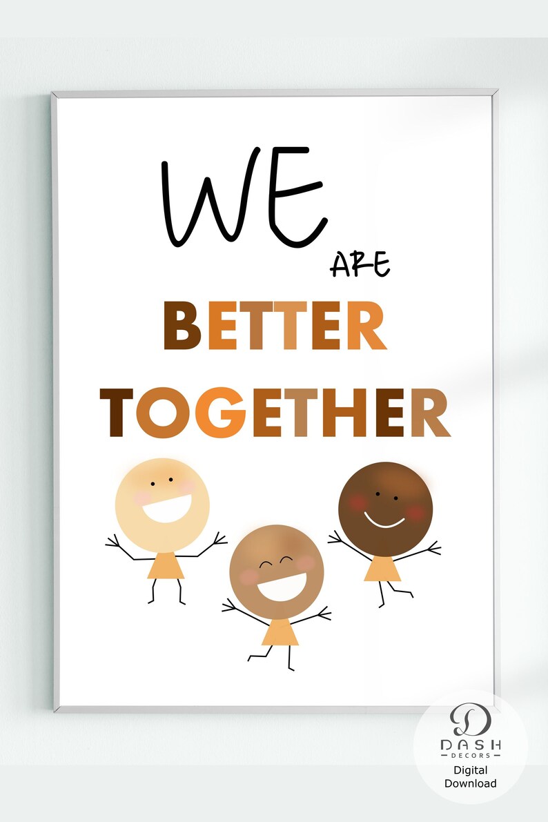 We Are Better Together Sign for Preschool Classroom and Kids Diversity ...