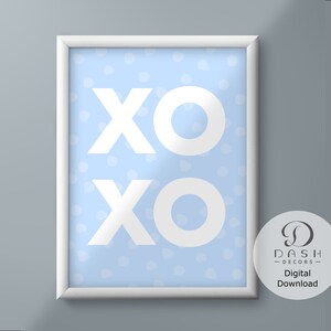 XOXO Sign Printable Art Poster Blue XOXO Wall Art Print Love Quote ...