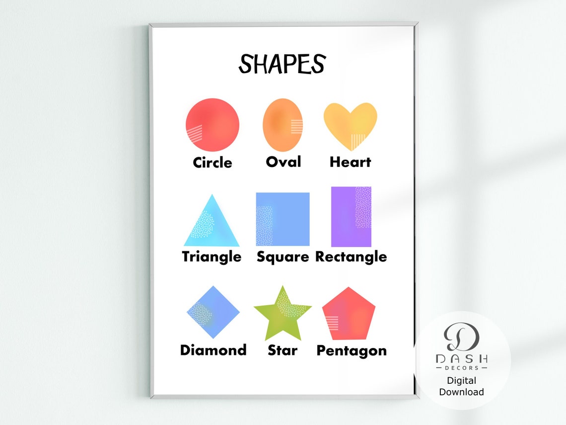 Geometric Shapes Printable Poster & Chart Rainbow Color Montessori ...