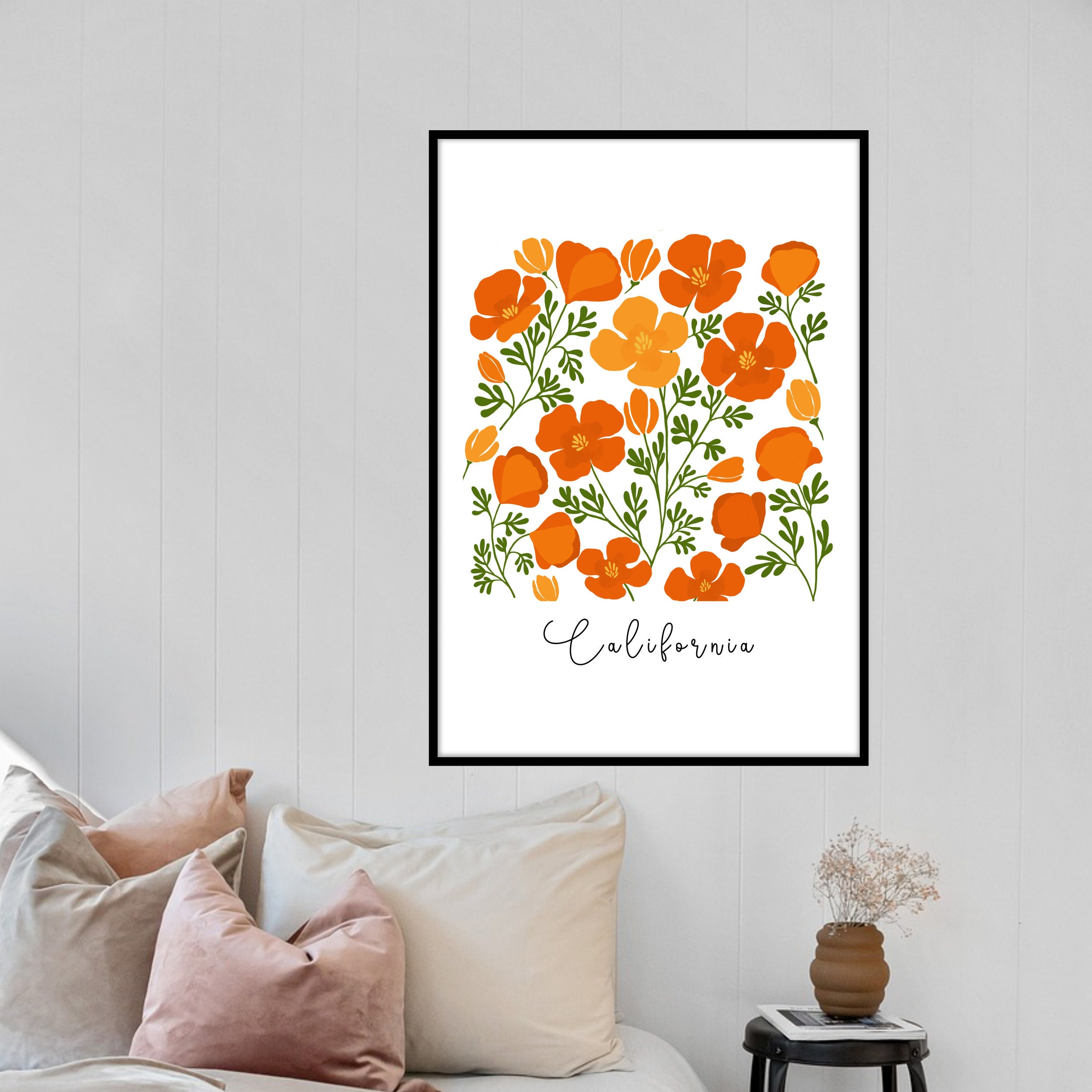 California Poppy Flower Art Print, California Flower Market Print ...