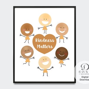 Kindness Matters Poster, Sign & Wall Art for Kids - Kindness Wall Art ...