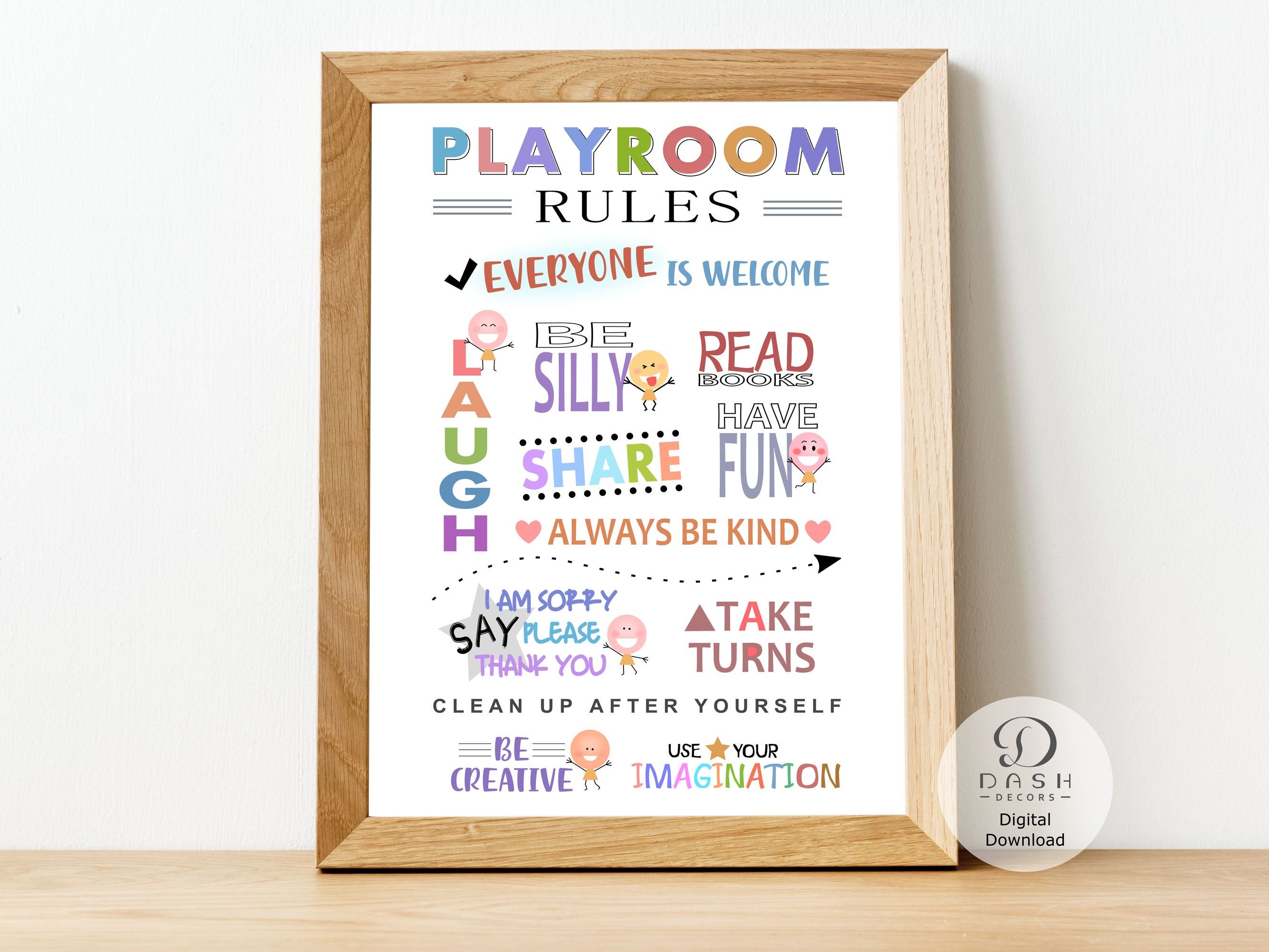 Playroom Rules Printable Wall Art & Poster for Kids Digital Playroom ...